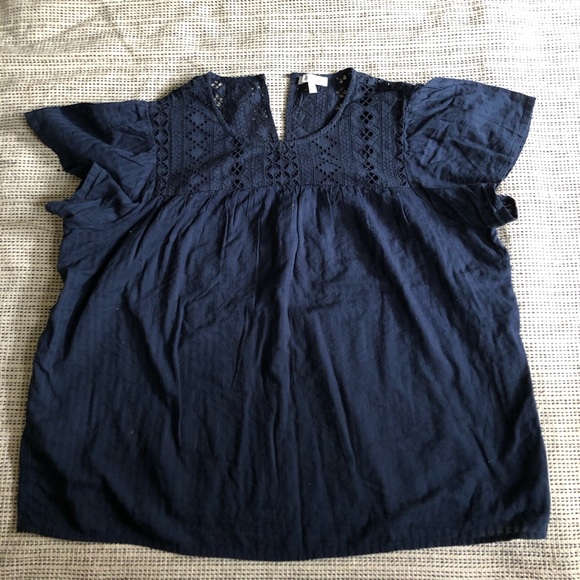 Ella Moss | Tops | Ella Moss Blue Cotton Islet Peasant Blouse | Poshmark